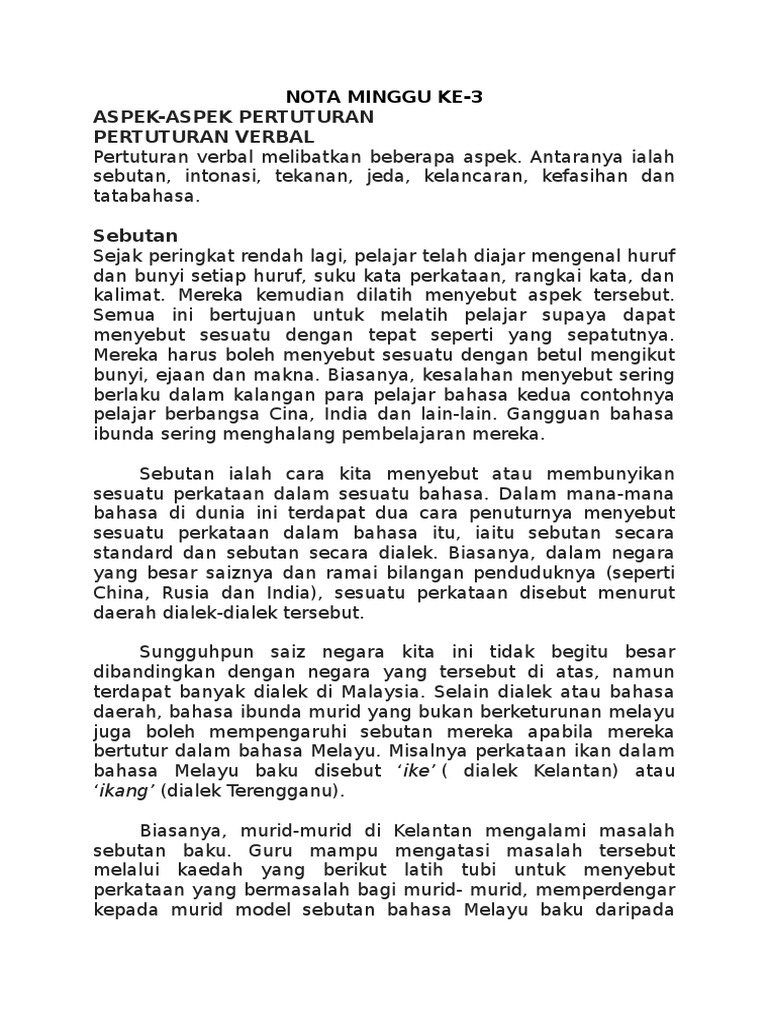 BMM1034 Aspek-Aspek Pertuturan | PDF