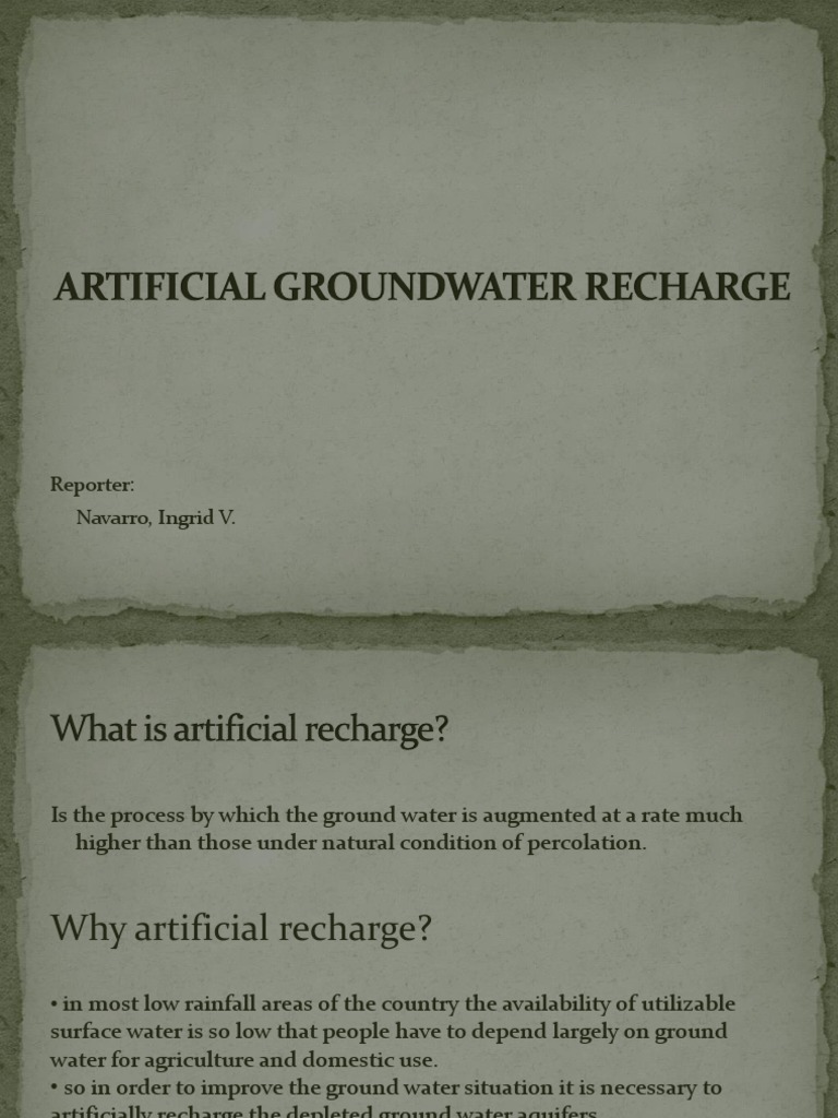Artificial Groundwater Recharge | PDF | Aquifer | Groundwater