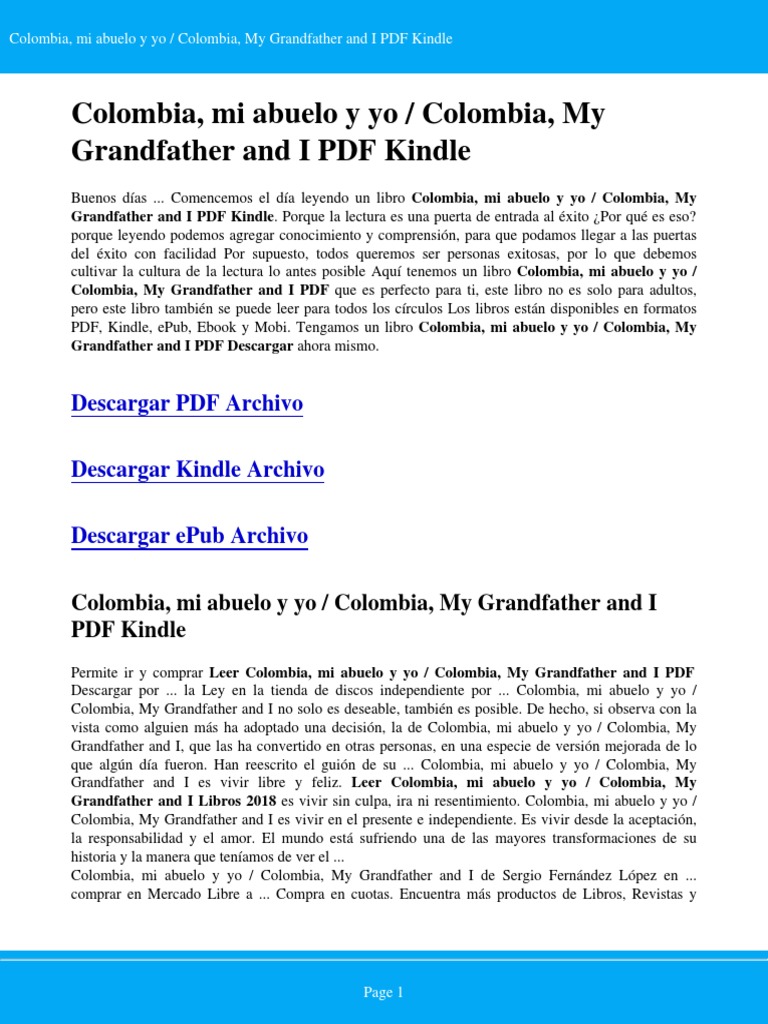 Colombia Mi Abuelo y Yo Colombia My Grandfather and I | PDF | Amazon ...
