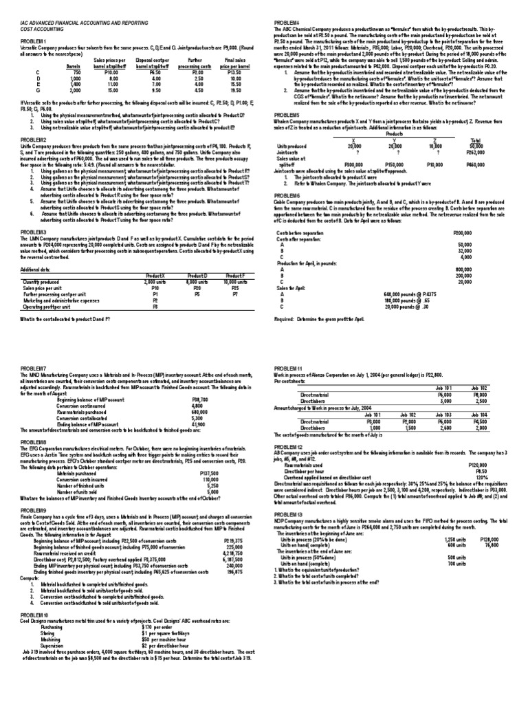 Iac Advanced Financial Accounting and Re | PDF | Cost Of Goods Sold ...