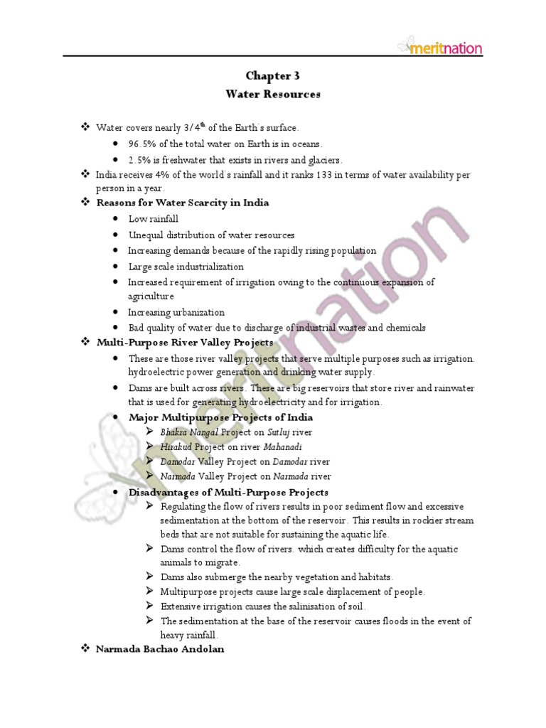 Water Resources: Major Multipurpose Projects of India | PDF | River ...