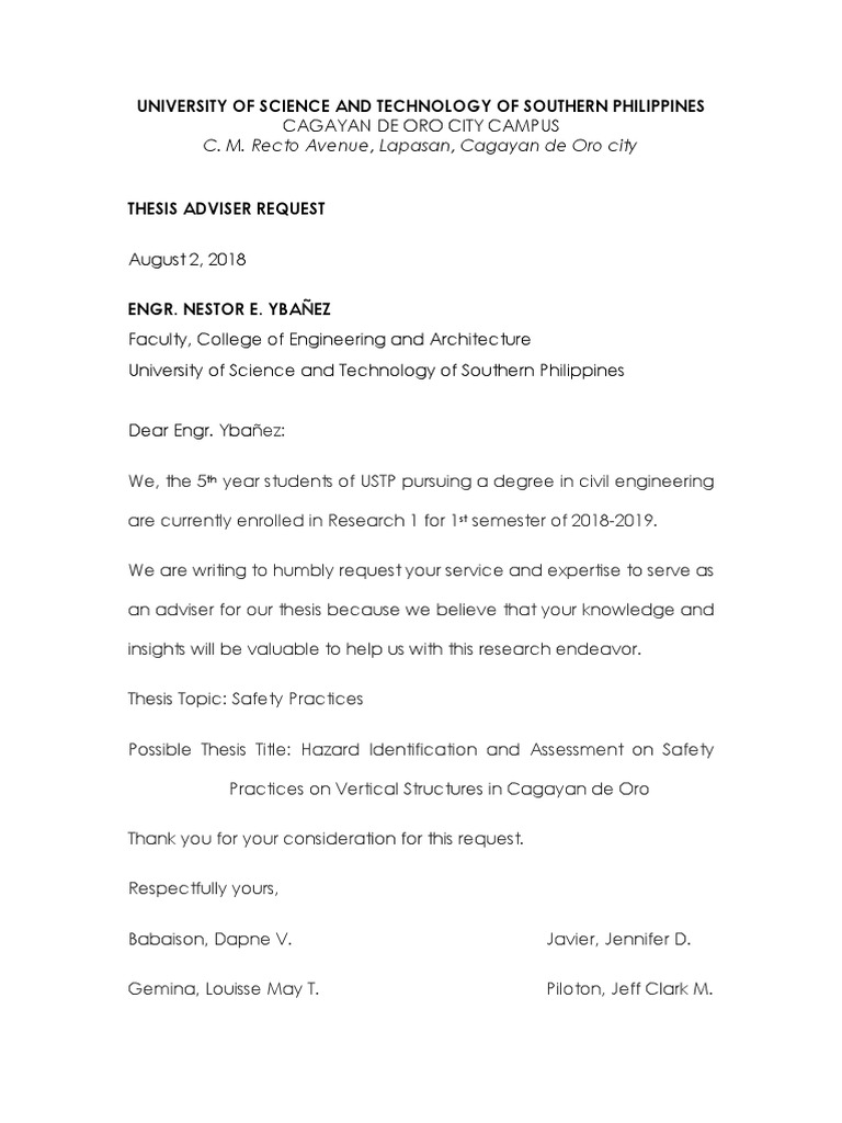 Adviser Request Form | PDF | Thesis | Educational Stages