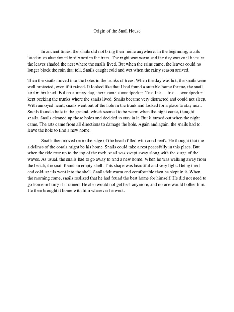 Origin of The Snail House | PDF