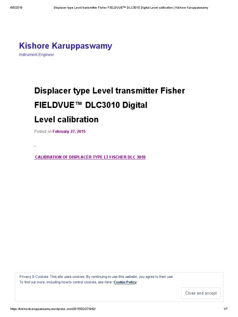 Displacer Type Level Transmitter Fisher FIELDVUE™ DLC3010 Digital Level ...