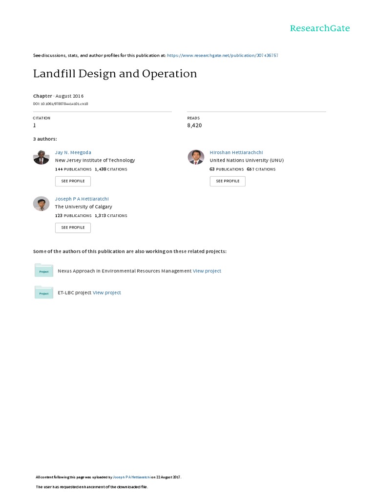 Landfill Design and Operation: August 2016 | PDF | Resource ...