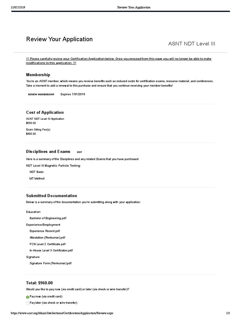 Review Your Application | PDF | Nondestructive Testing | Business