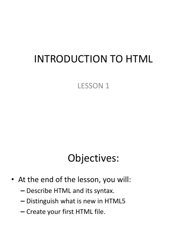 Introduction To HTML Grade 9 | PDF | Html5 | Html