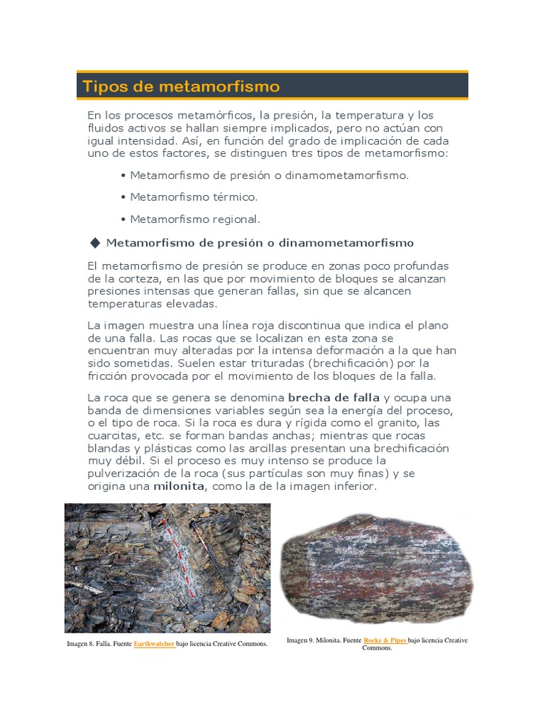 Tipos de Metamorfismo | PDF | Roca (geología) | Geología