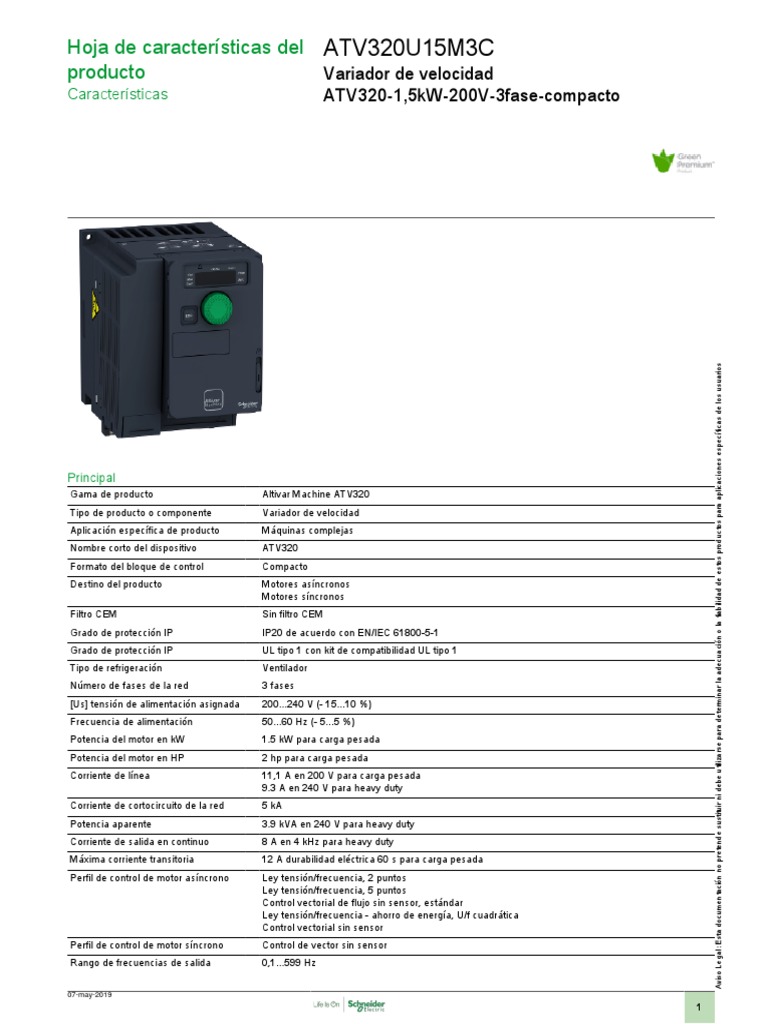 Manual del Variador Altivar 320 ATV320 | PDF | Corriente eléctrica ...