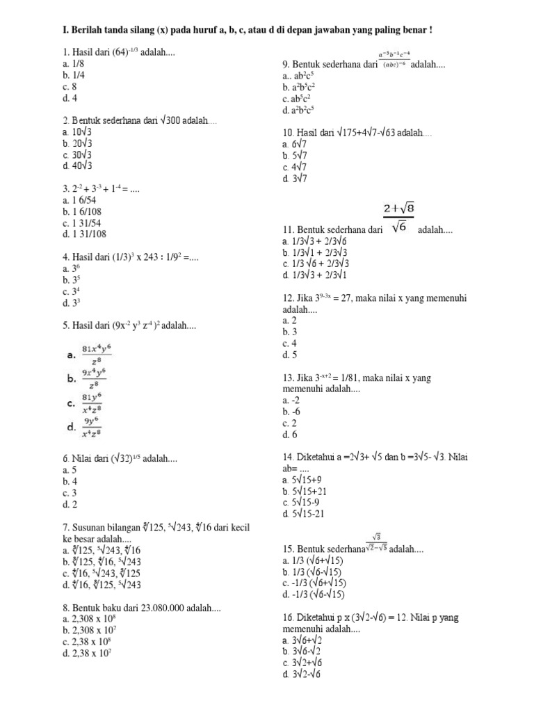 Soal Pangkat 2 | PDF