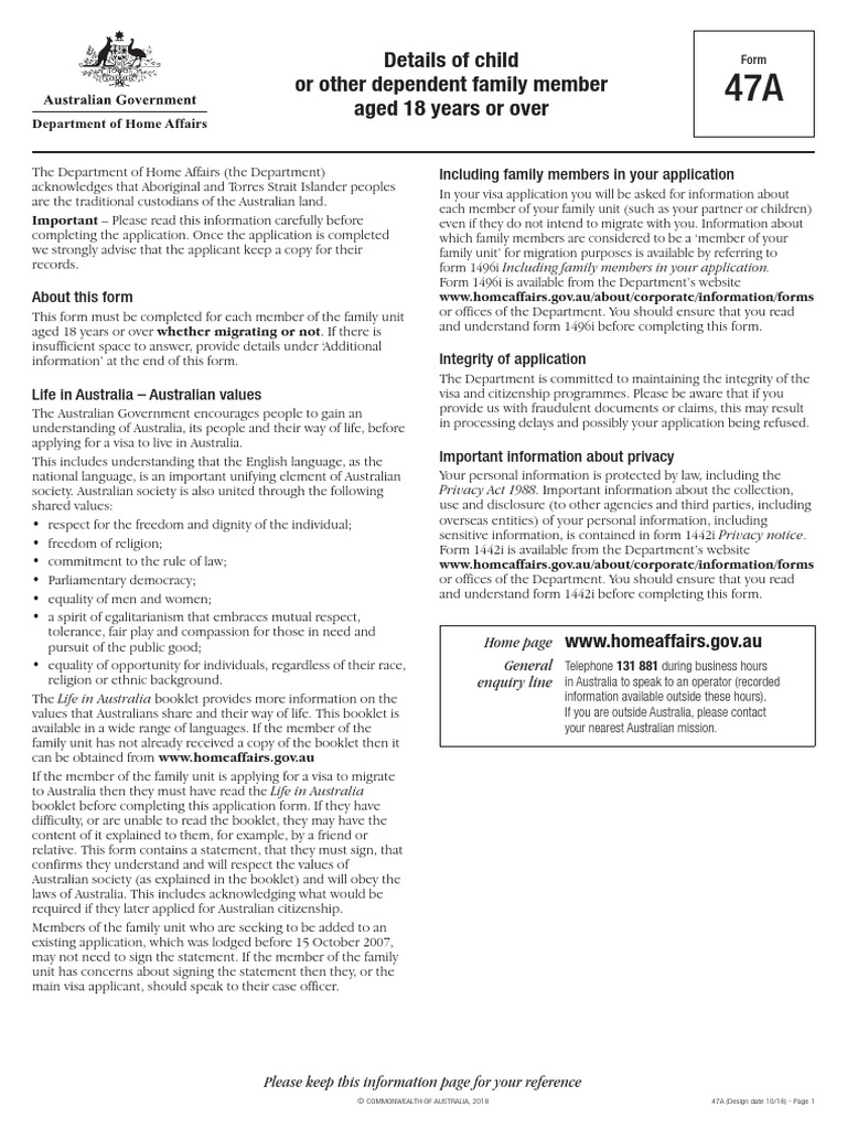 Form 47A-Dependent Child 18yo & Over (2018) Copy - Jason Rubiano | PDF ...