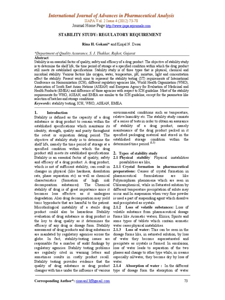Drug Stability Testing Requirements | PDF | Chemical Reactions | Shelf Life