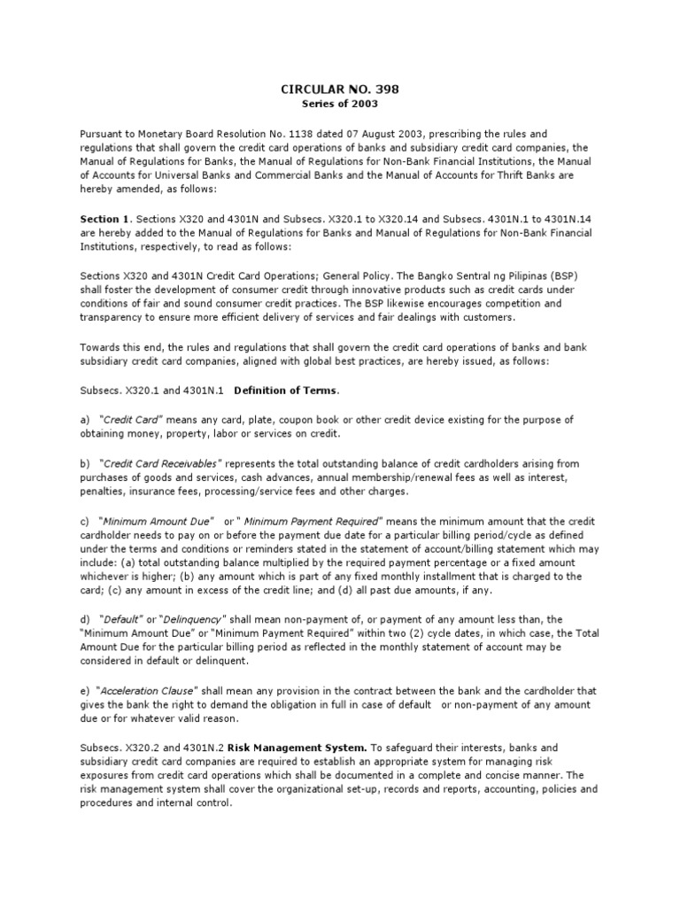 BSP Circular 454 | PDF | Credit Card | Banks