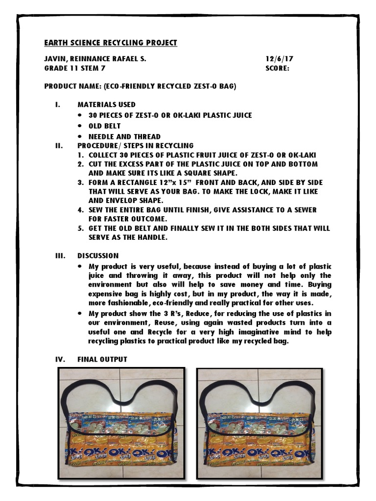 Earth Science Recycling Project | PDF