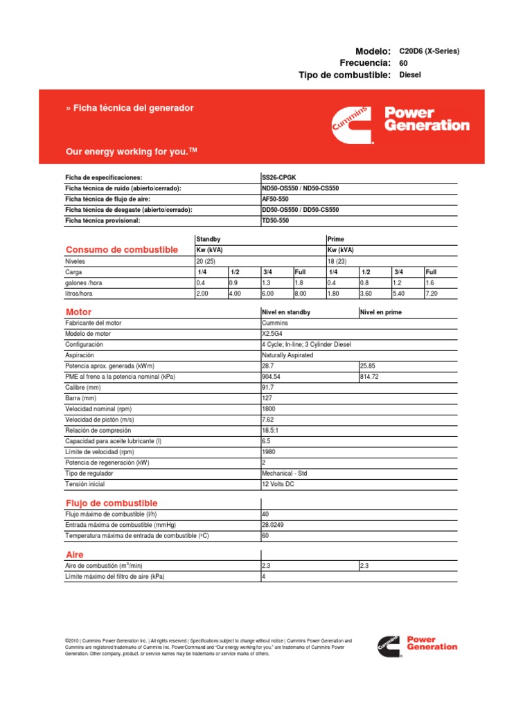 c20d6 Motor Cummins | PDF | Cantidades fisicas | Cantidad