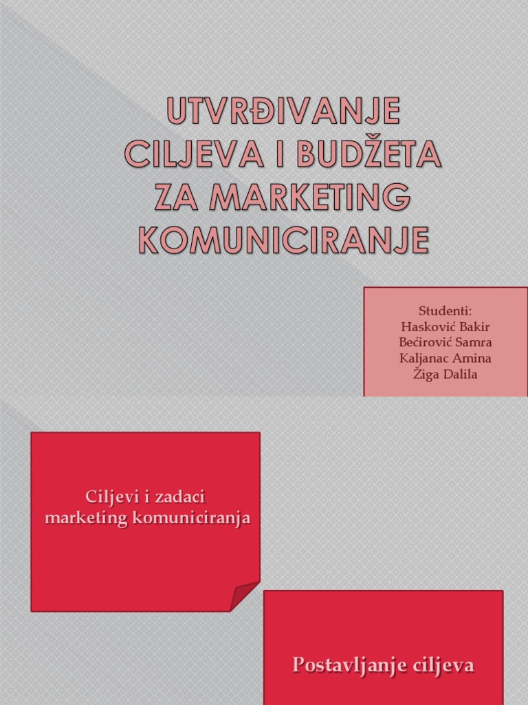 Utvrđivanje Ciljeva I Budžeta Za Marketing Komuniciranje | PDF