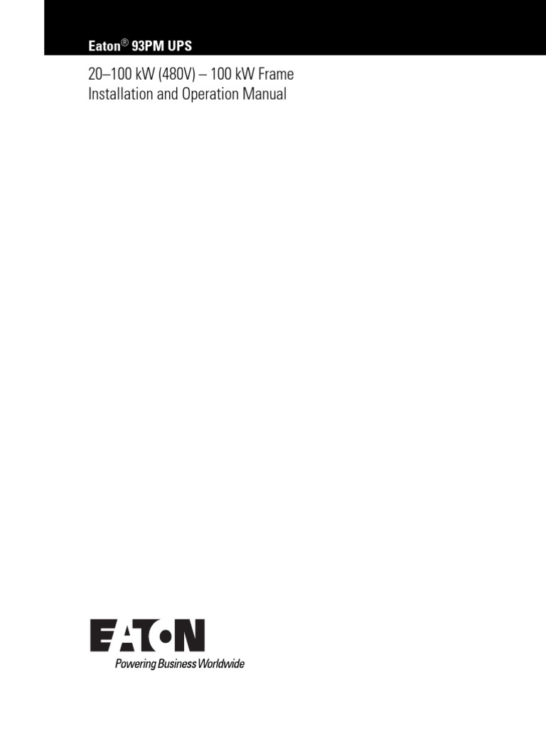 4m UPS Eaton 93PM Installation & Operation Manual PDF | PDF ...