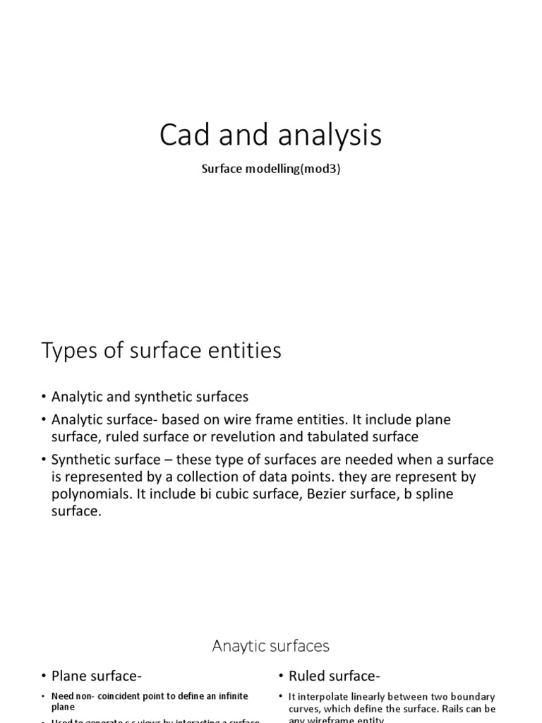 Cad and Analysis: Surface Modelling (Mod3) | PDF | Spline (Mathematics) | Analytic Geometry