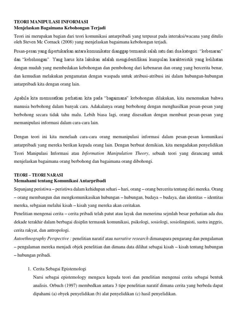 Teori Manipulasi Informasi dan Kebohongan | PDF | Ilmu Sosial