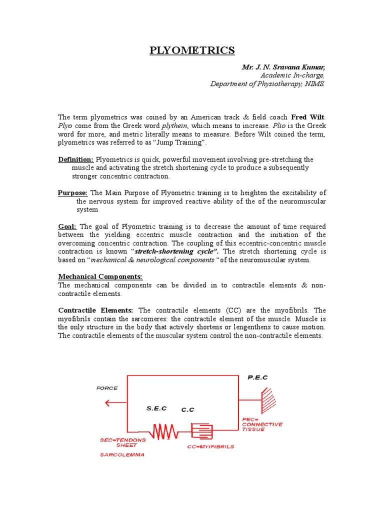 Plyometrics: Academic In-Charge, Department of Physiotherapy, NIMS ...