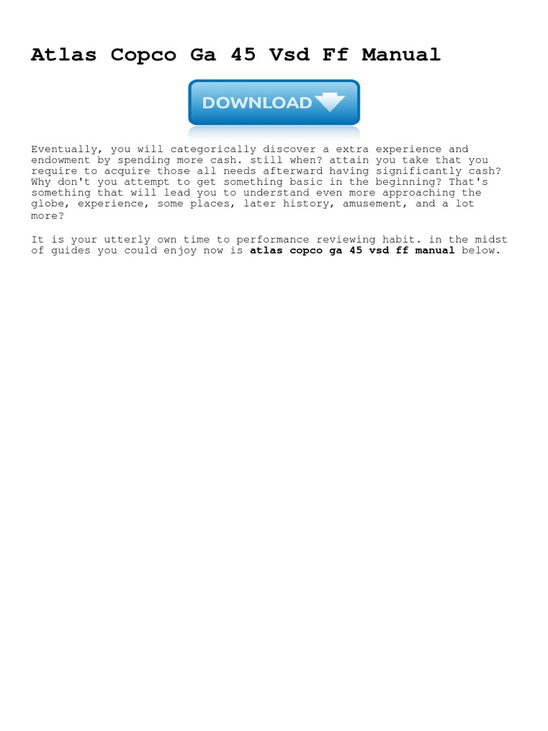 Atlas Copco Ga 45 VSD FF Manual | PDF