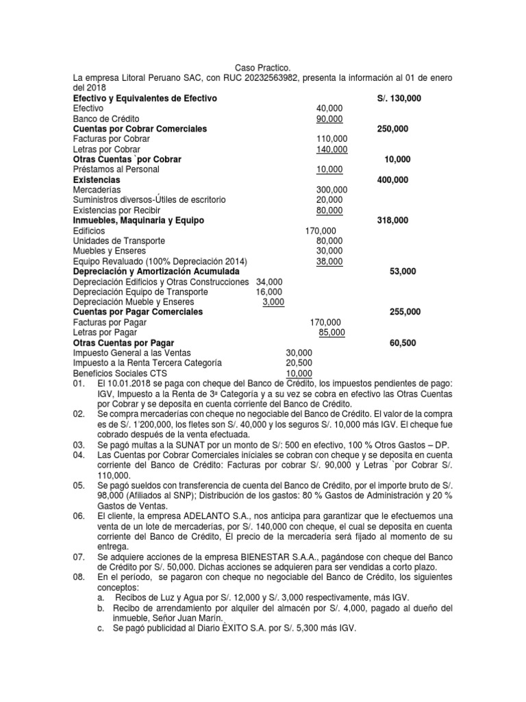 Caso Practico Contabilidad General | PDF | Contabilidad | Bancos
