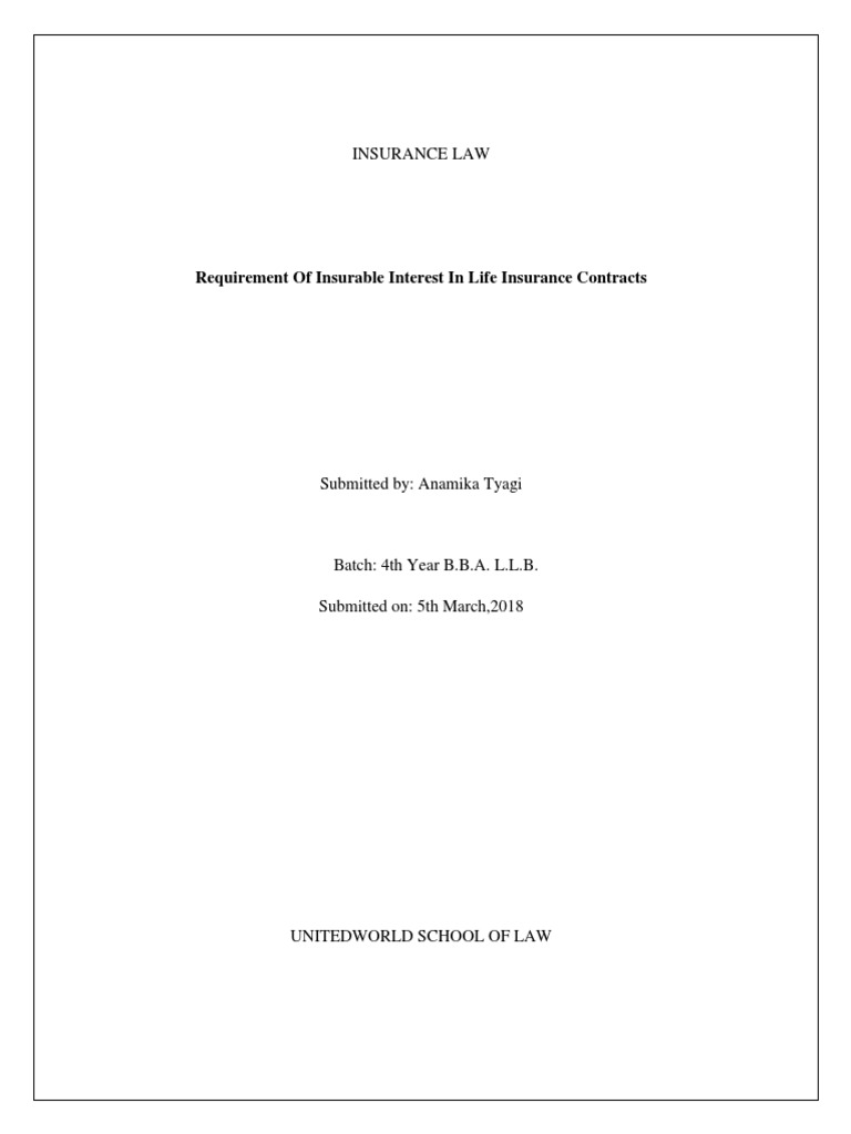 Requirement of Insurable Interest in Lif | PDF | Life Insurance | Insurance