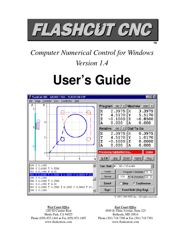 FlashCut CNC 1.4 Users Guide | PDF | Menu (Computing) | Numerical Control