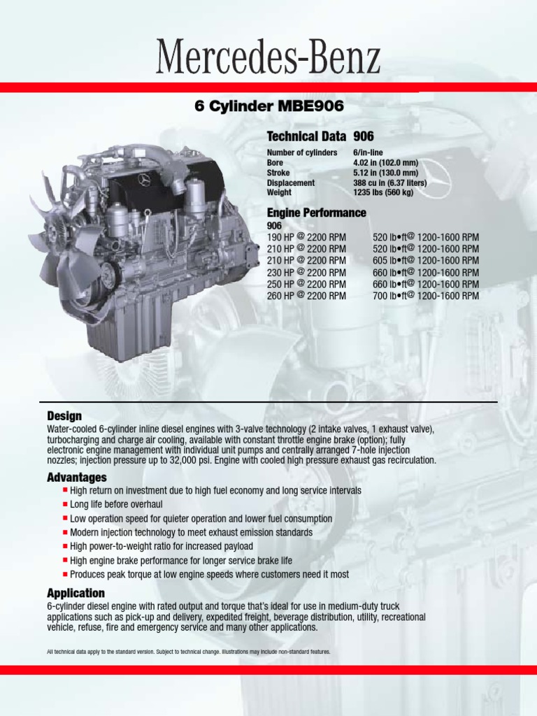 6 Cylinder MBE906: Engine Performance | PDF | Fuel Injection | Engines