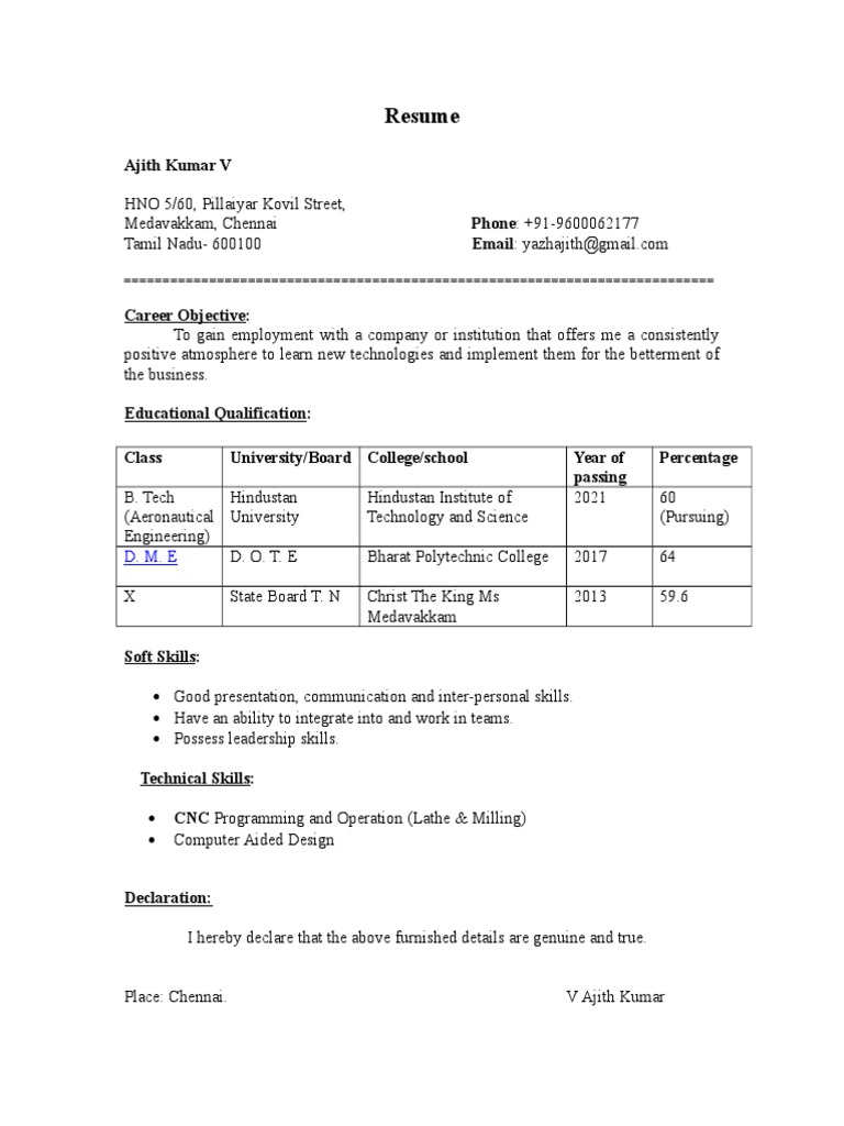 Resume: Ajith Kumar V | PDF