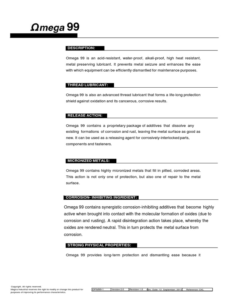 Omega 99 | PDF | Rust | Corrosion