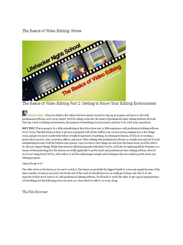 Video Editing Notes PDF | PDF | Codec | Data Compression