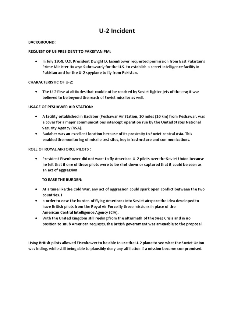 U 2 Incident | PDF | Lockheed U 2 | International Security