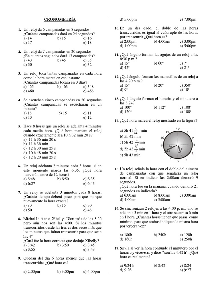 RM - Cronometría Semestral | PDF | Reloj | Hora