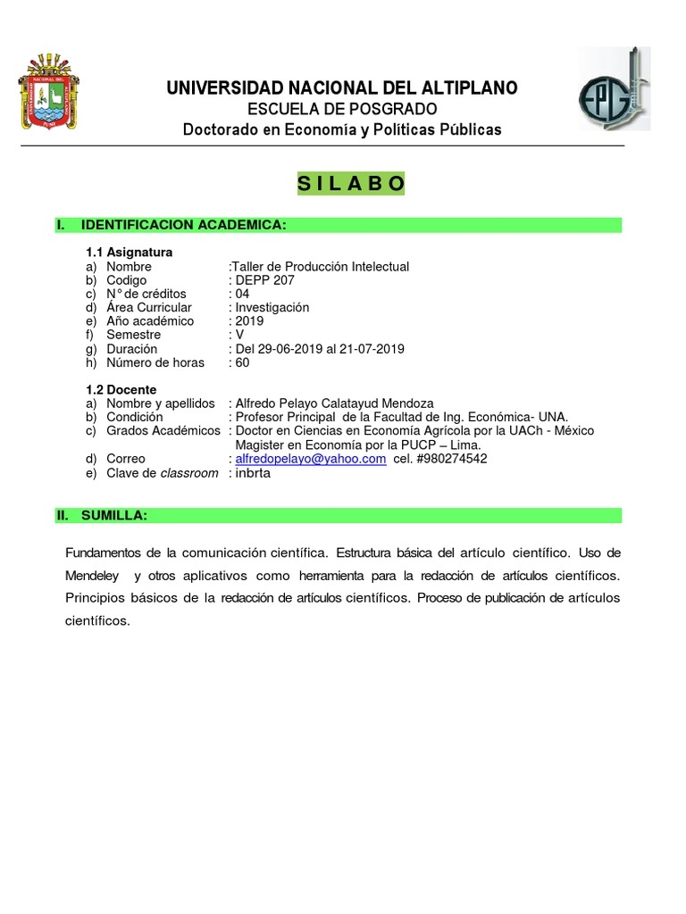 Taller de Producción Intelectual | PDF | Academia | Aprendizaje