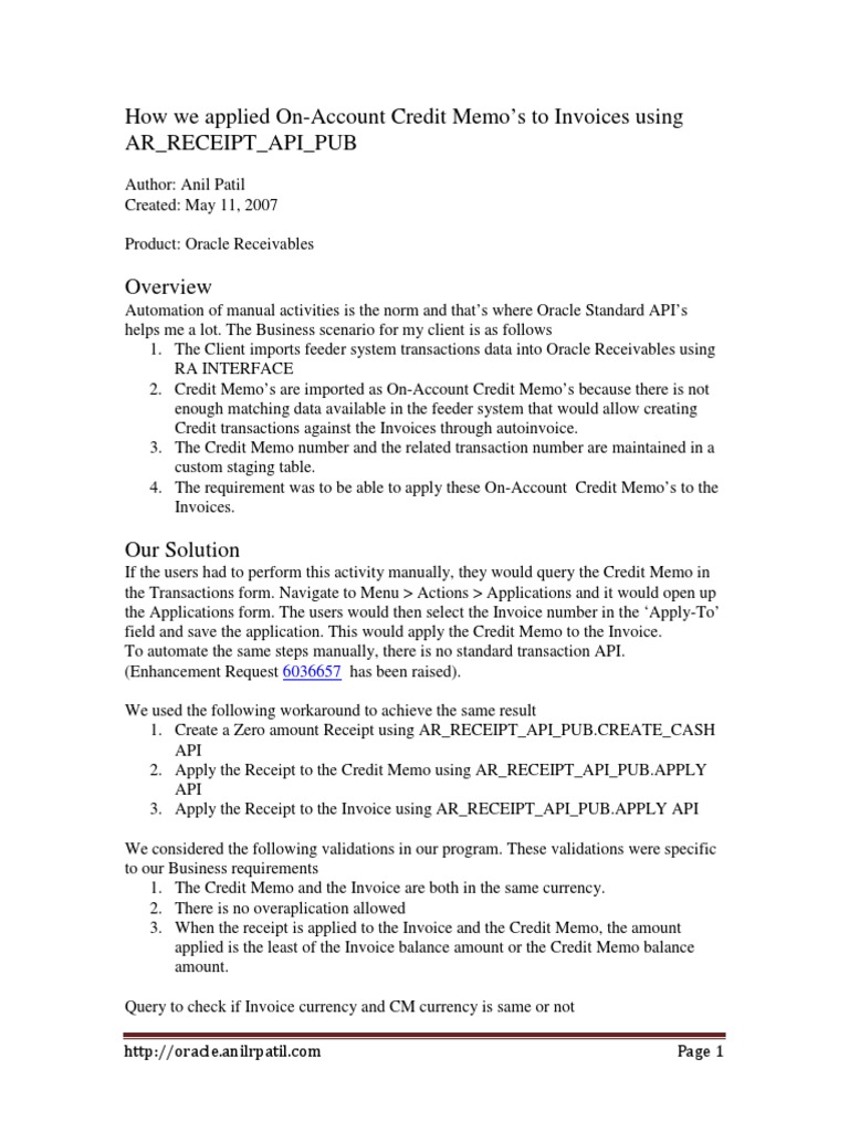 Ar Receipt Api Pub PDF | PDF | Receipt | Invoice