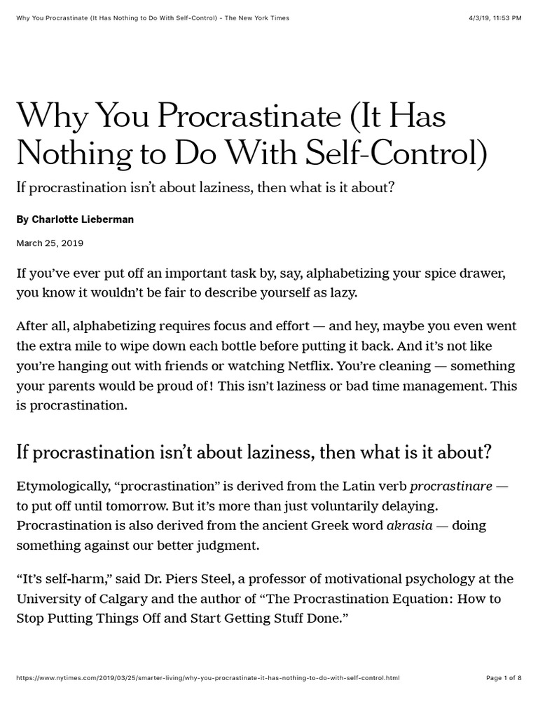 Why You Procrastinate (It Has Nothing To Do With Self-Control) - The ...
