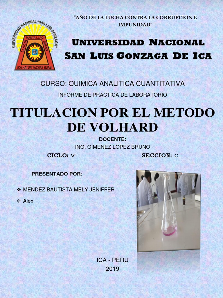 Titulacion Por El Metodo de Volhard | PDF | Valoración | Química