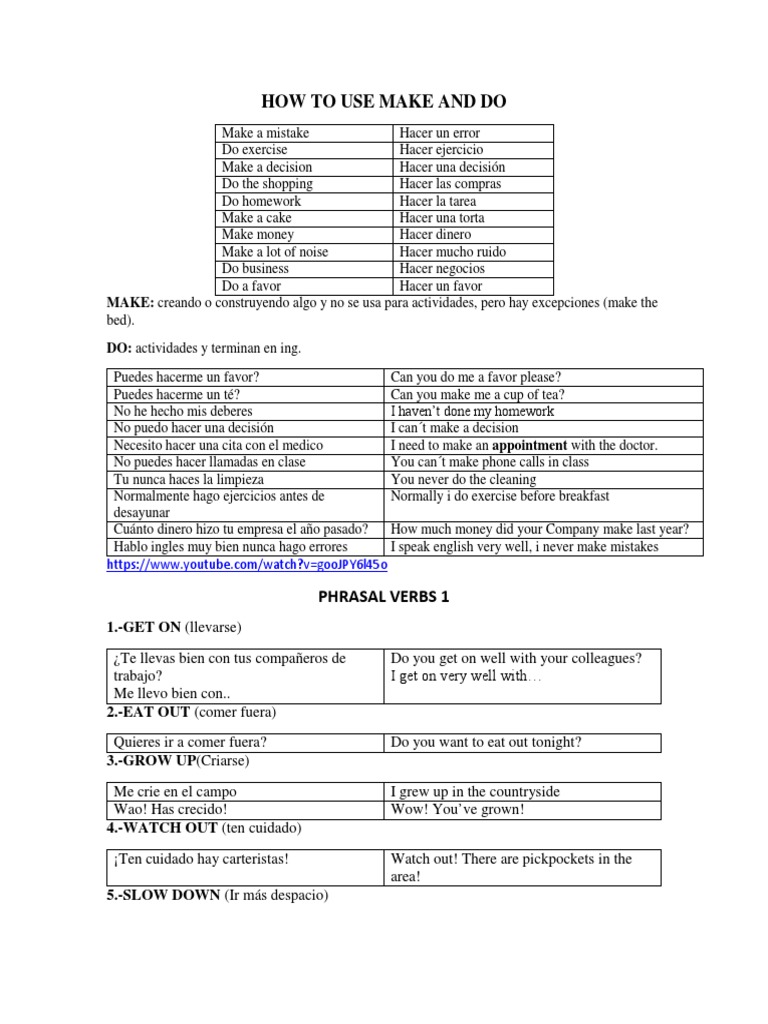 How To Use Do and Make | PDF