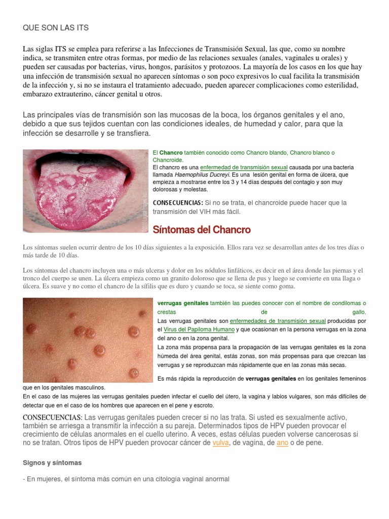 Las principales ITS: causas, síntomas y consecuencias | PDF | Infección ...