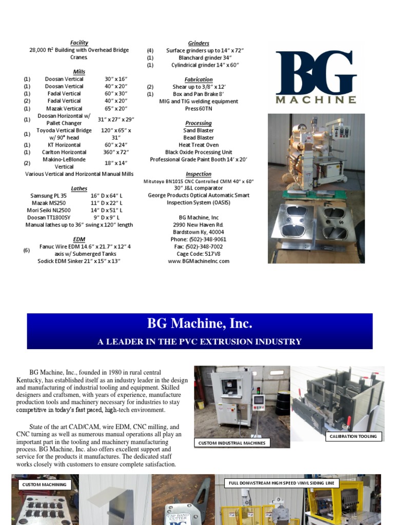 BG Machine Inc Sales Brochure | PDF | Numerical Control | Machine Tool