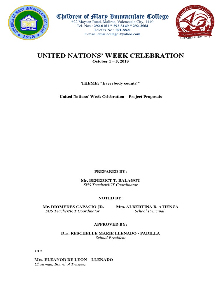 United Nations Week Celebration Proposal | PDF | Museum