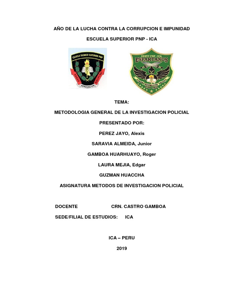 Metodologia General de La Investigacion Policial | PDF | Método ... Metodologia General de La Investigacion Policial | PDF | Método ...