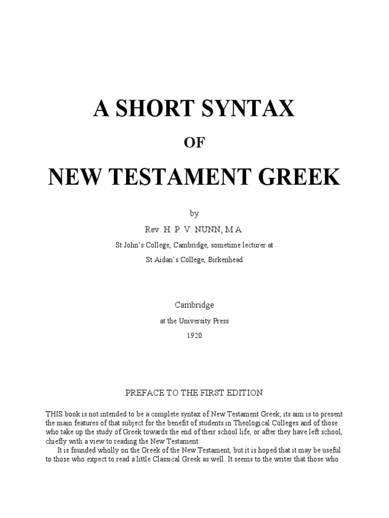 Nunn A Short Syntax | PDF | Perfect (Grammar) | Verb