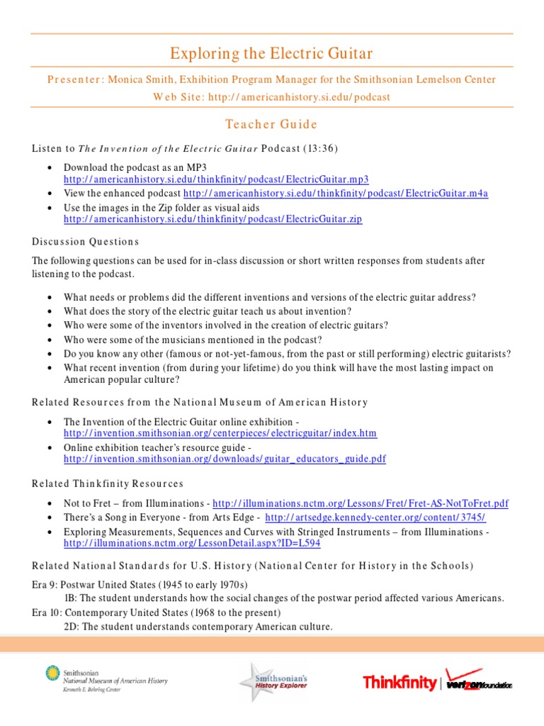 Exploring The Electric Guitar: Teacher Guide | Download Free PDF ...