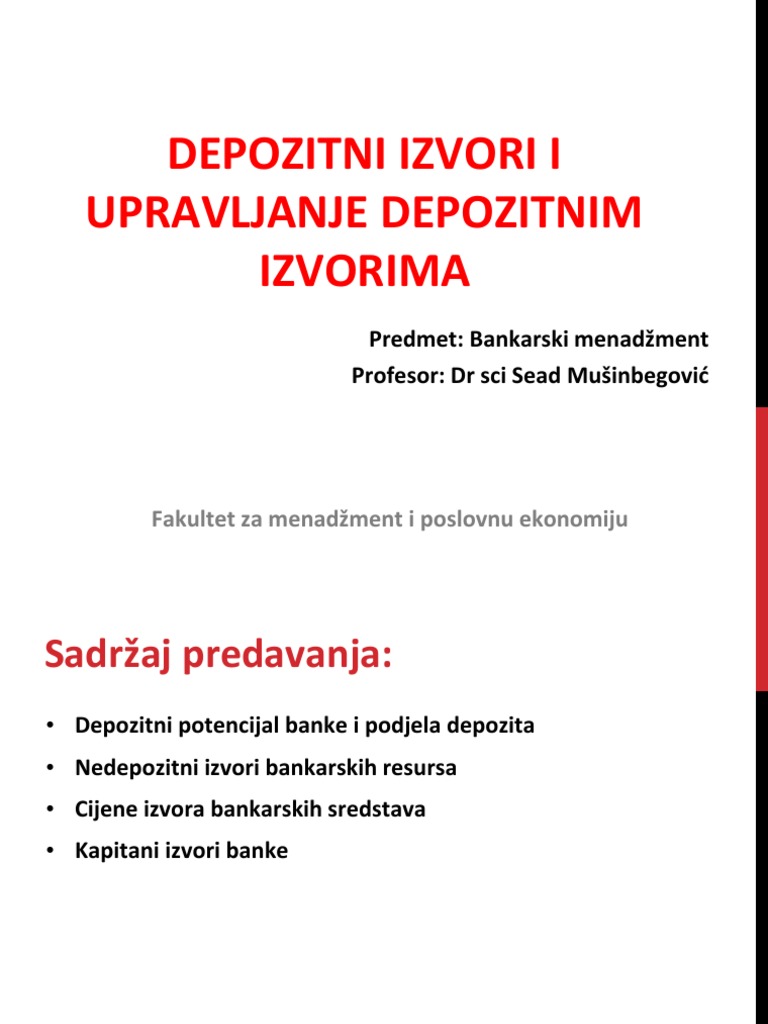 3 Depozitni Izvori I Upravljanje Depozitima 2 PDF | PDF