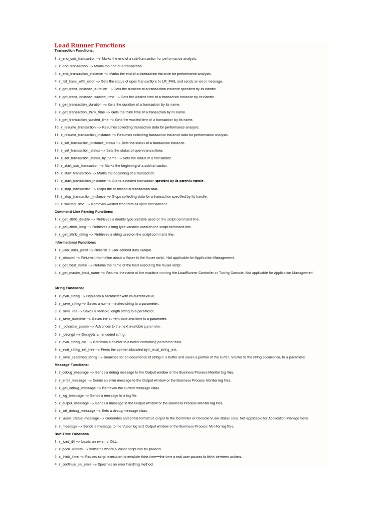 Loadrunner Funcions Pdf Parameter Computer Programming Command Line Interface