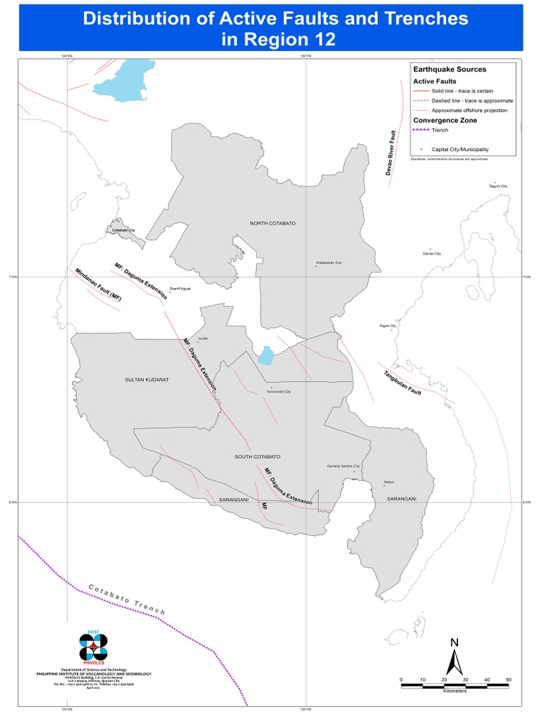 Distribution of Active Faults and Trenches in Region XII PDF | PDF