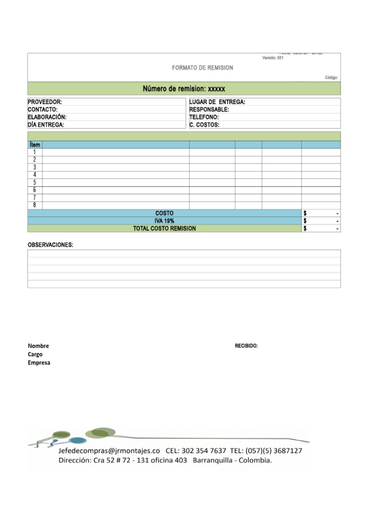 Formato Remision de Compras. | PDF