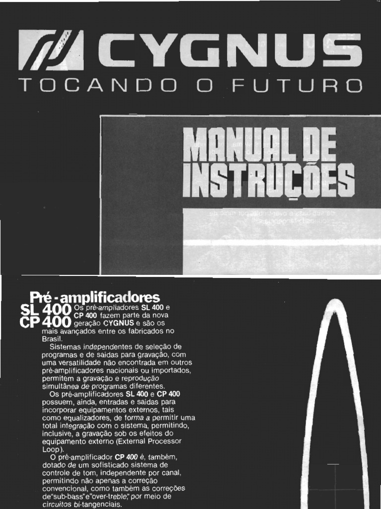 Cygnus - Pré Amplificador - CP400 e SL400 - Manual de Instru PDF | PDF